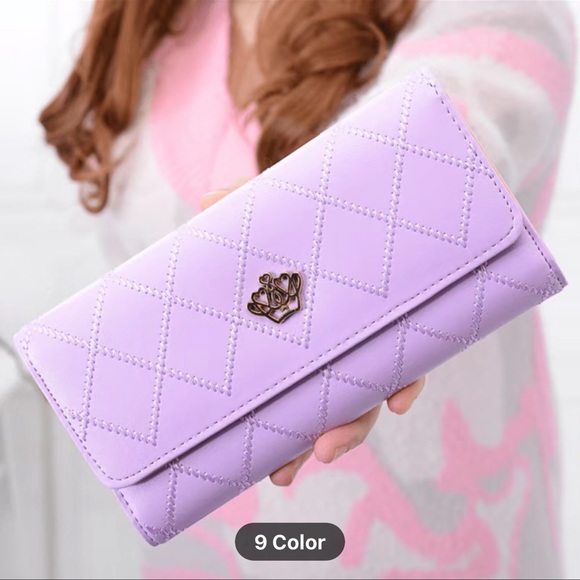 Bags | New Crown Decor Quilted Trifold Wallet Credit Card Holder Clutch ...